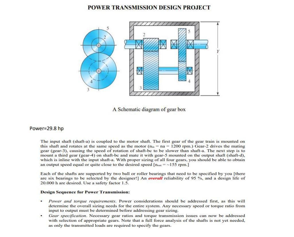 POWER TRANSMISSION DESIGN PROJECT 73 A Schematic | Chegg.com