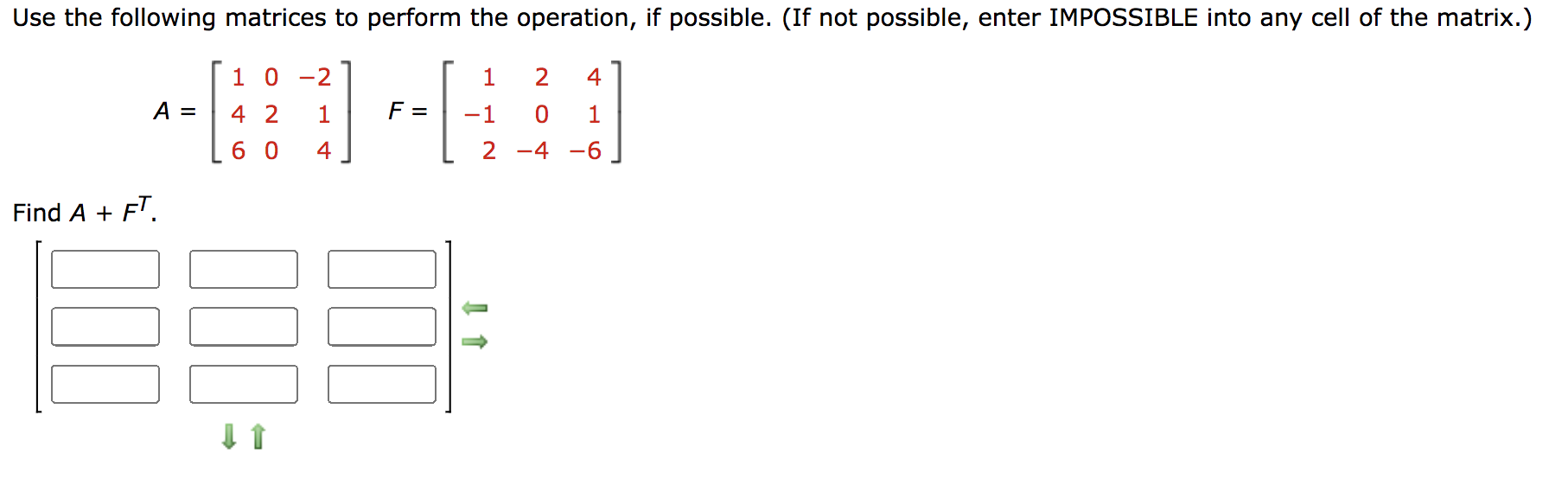 Solved Use the following matrices to perform the operation, | Chegg.com