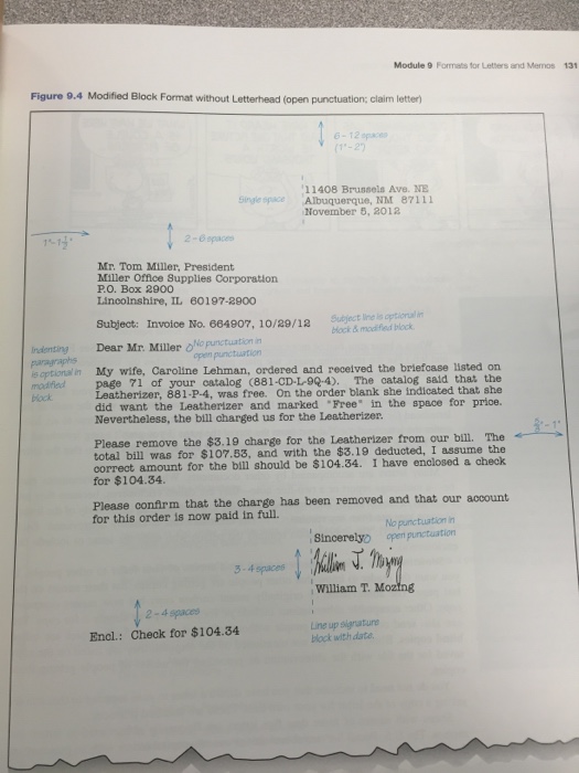 Business Letter In Modified Block Format