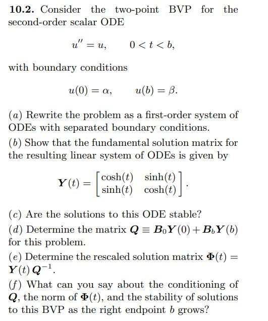 Solved 10.2. Consider the two-point BVP for the second-order | Chegg.com