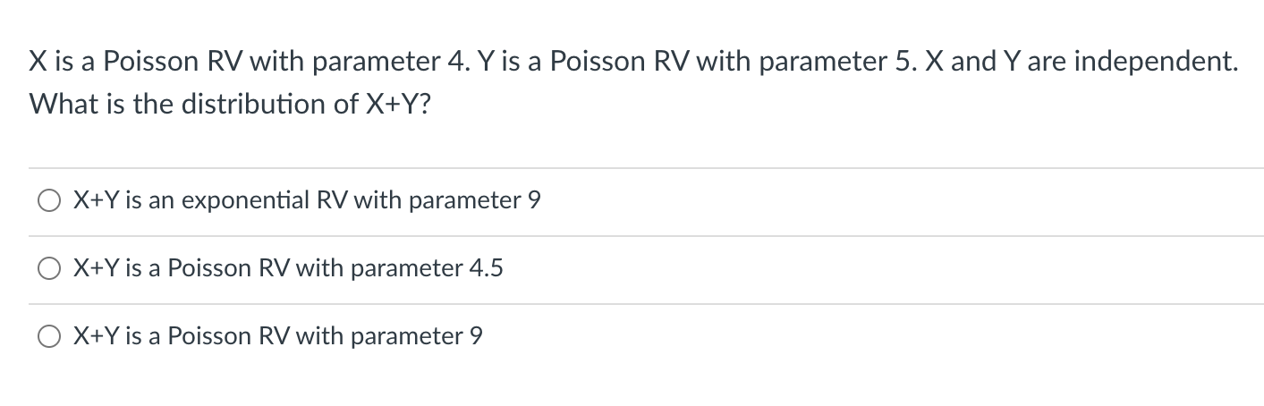 Solved X is a Poisson RV with parameter 4. Y is a Poisson RV | Chegg.com