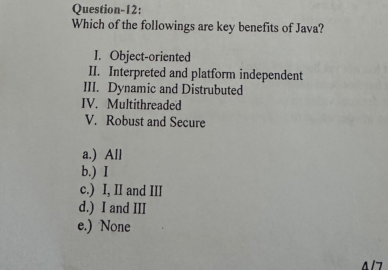Solved Question 12:Which of the followings are key benefits | Chegg.com