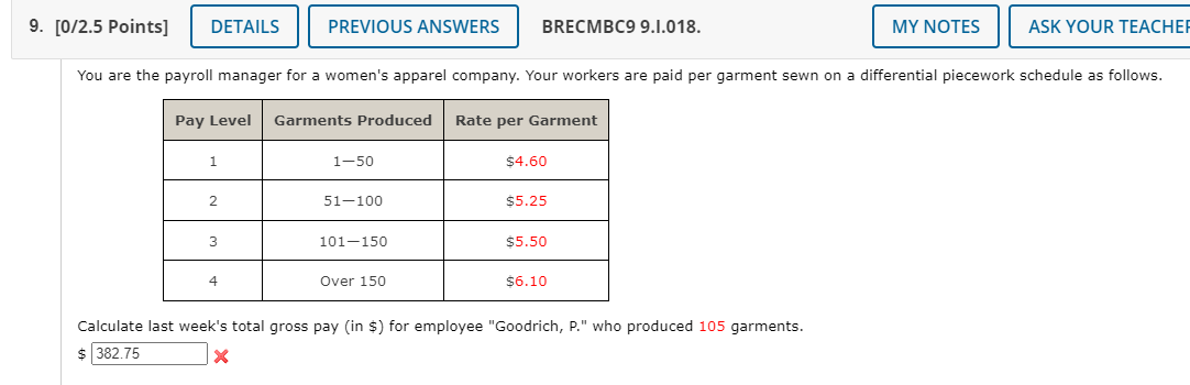Solved 9. [0/2.5 Points] DETAILS PREVIOUS ANSWERS BRECMBC9 | Chegg.com