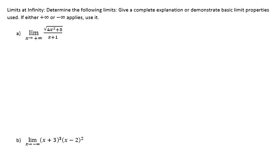 Solved Limits at Infinity: Determine the following limits: | Chegg.com