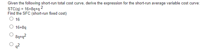 Solved Given the following short-run total cost curve, | Chegg.com