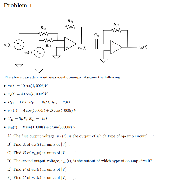 Solved Problem 1 The above cascade circuit uses ideal | Chegg.com