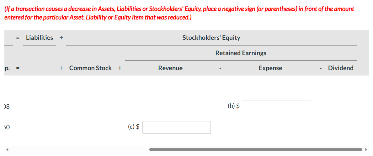 Solved \r\n(If a transaction causes a decrease in Assets, | Chegg.com