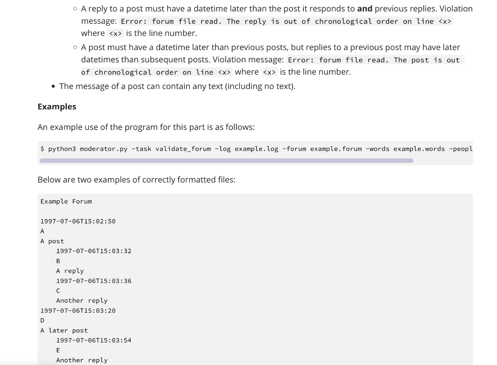 Your task is to create a program called moderator.py | Chegg.com