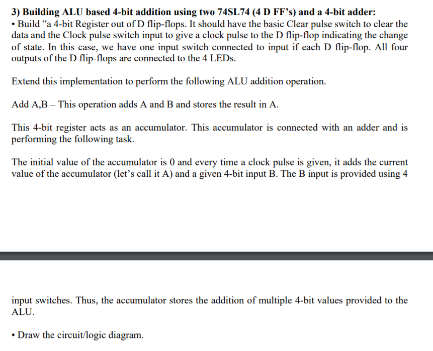 Solved 3) Building ALU based 4-bit addition using two 74SL | Chegg.com