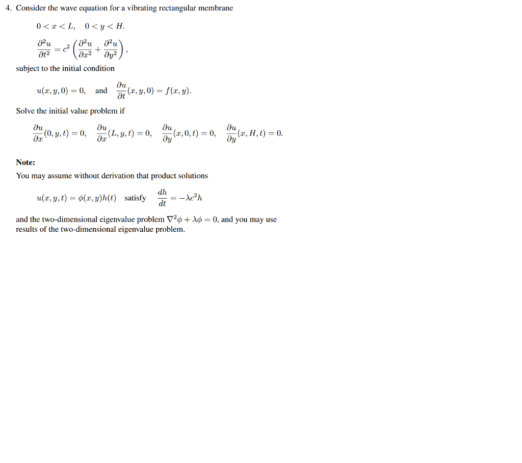 Solved 4. Consider the wave equation for a vibrating | Chegg.com