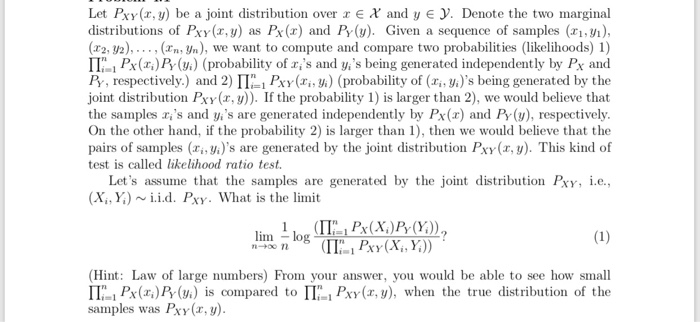 Let Pxy(x, y) be a joint distribution over r EX and y | Chegg.com