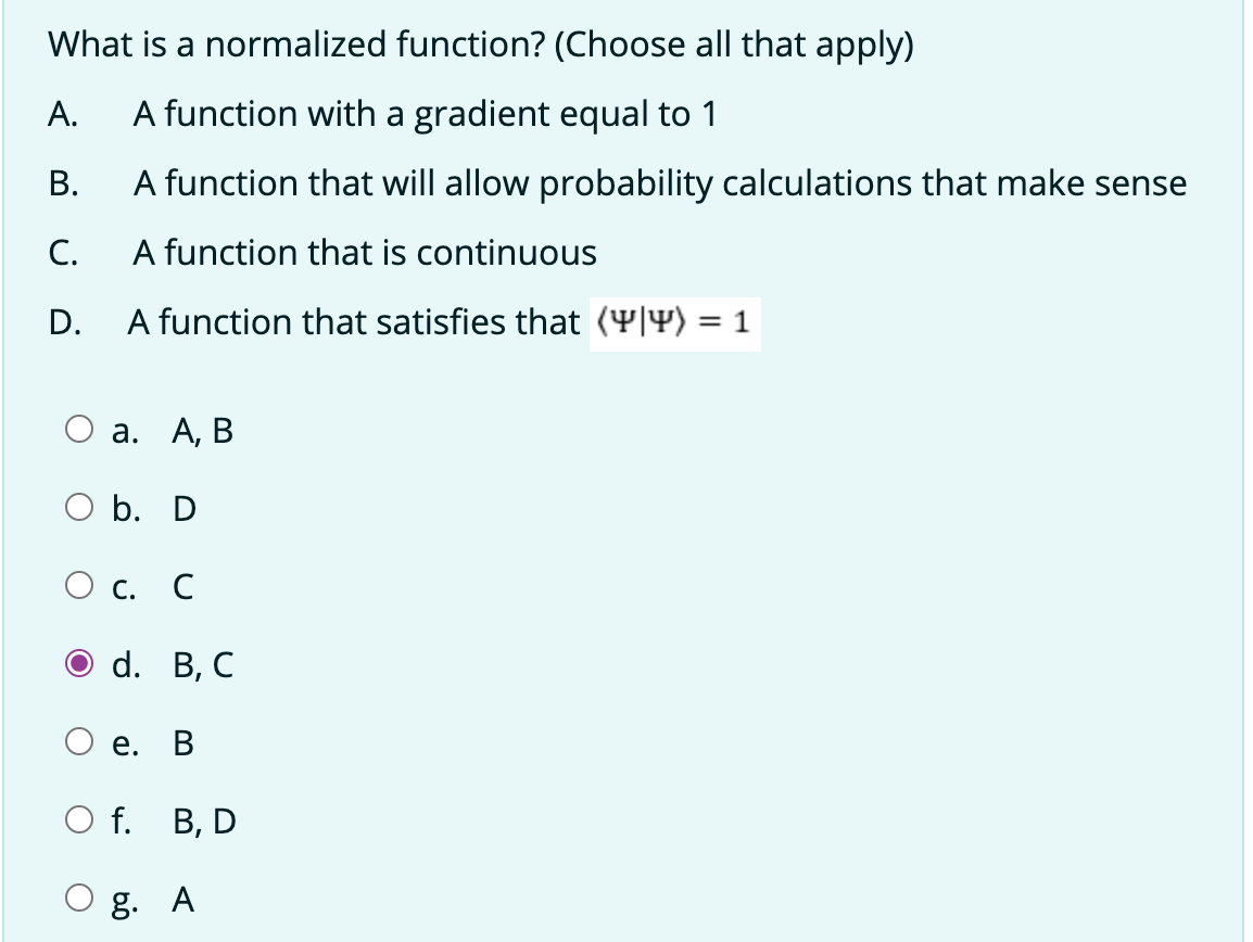 Solved What is a normalized function? (Choose all that | Chegg.com