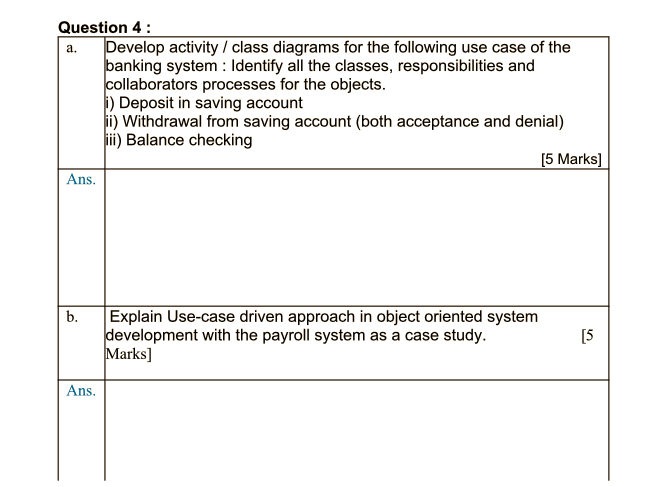 Solved a. Question 4: Develop activity / class diagrams for | Chegg.com