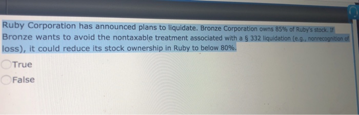 Solved Ruby Corporation has announced plans to liquidate. | Chegg.com