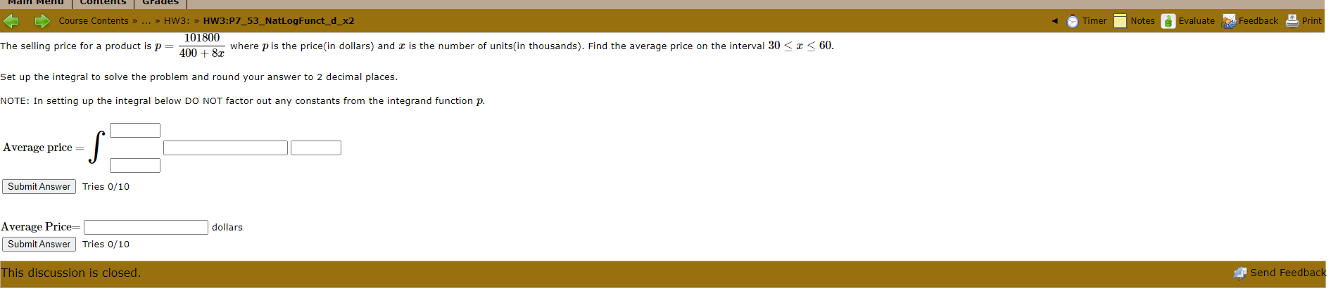 Solved Timer Notes Evaluate Feedback Print Course Contents 9290