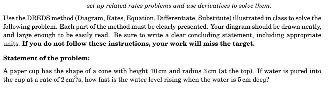 Solved set up related rates problems and use derivatives to | Chegg.com