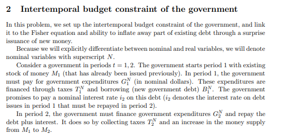 2 Intertemporal budget constraint of the government | Chegg.com