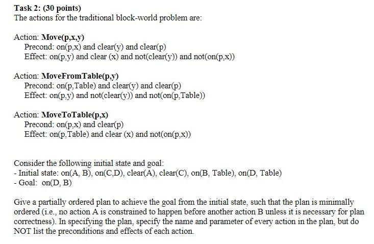Solved The actions for the traditional block-world problem | Chegg.com