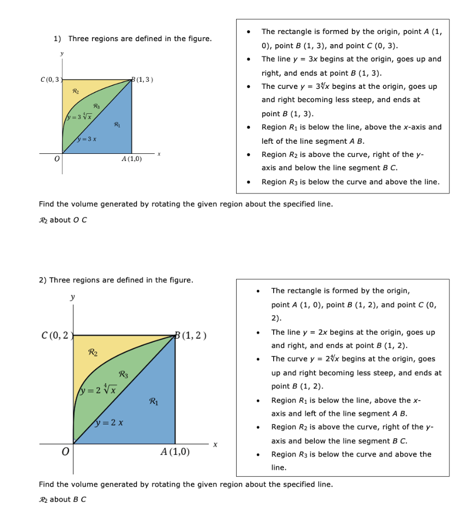 Solved 1) Three regions are defined in the figure. - The | Chegg.com
