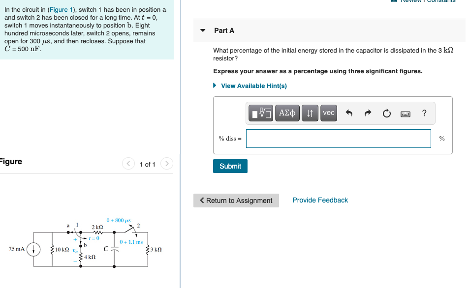 Solved In the circuit in (Figure 1), switch 1 has been in | Chegg.com