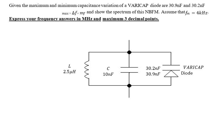 Solved Given the maximum and minimum capacitance variation | Chegg.com