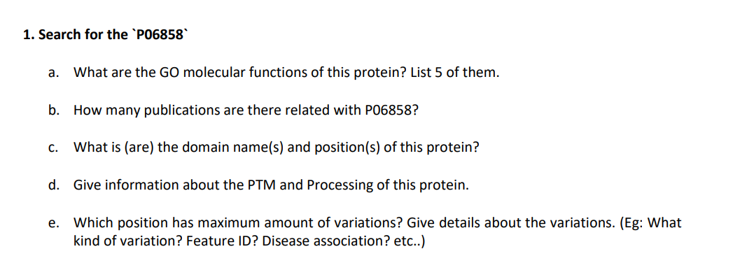 Solved BIOINFORMATICS QUESTIONS Please answer the questions | Chegg.com