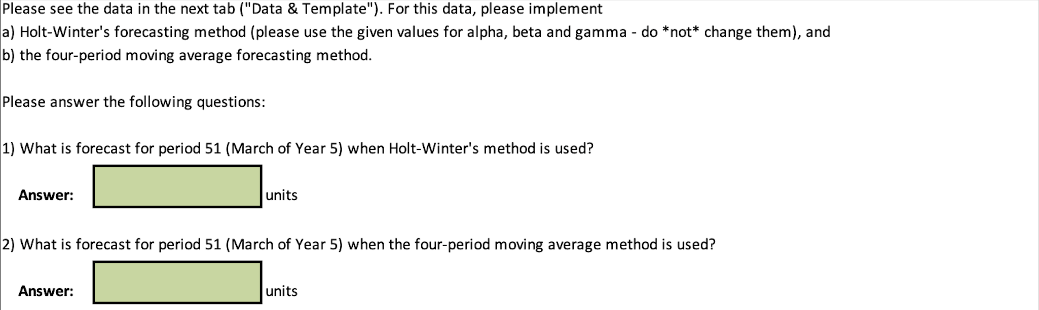 Solved Please see the data in the next tab ("Data \& | Chegg.com