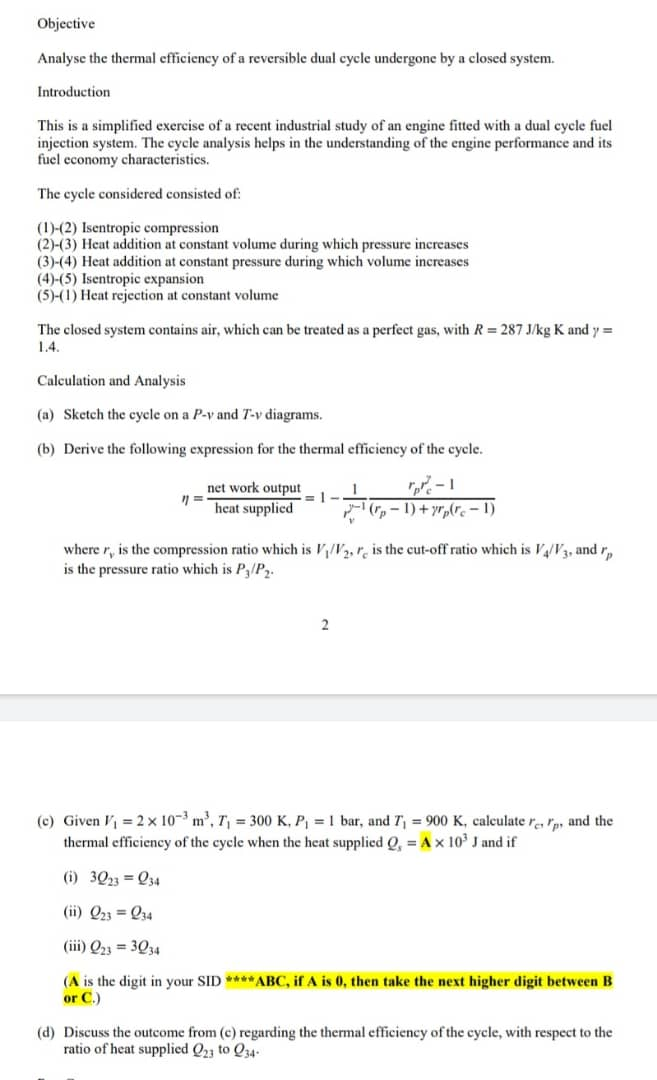 Solved Objective Analyse the thermal efficiency of a | Chegg.com