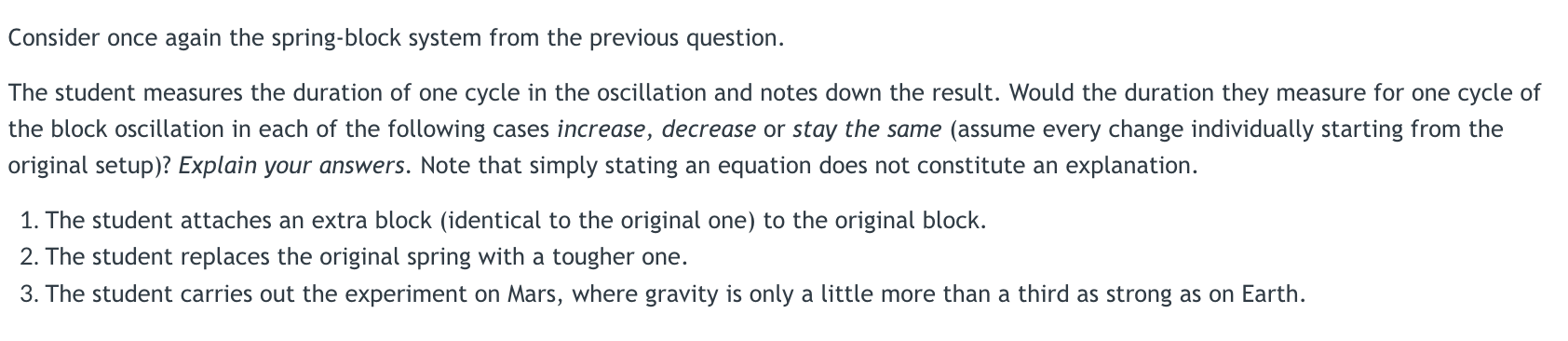Solved Consider once again the spring-block system from the | Chegg.com
