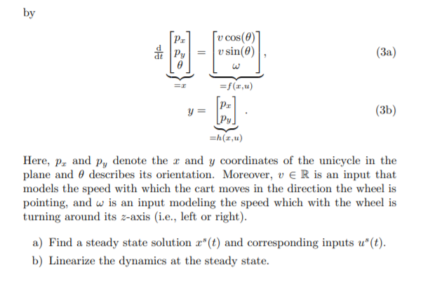 4. Linearization of a single-wheel cart. A simplified | Chegg.com