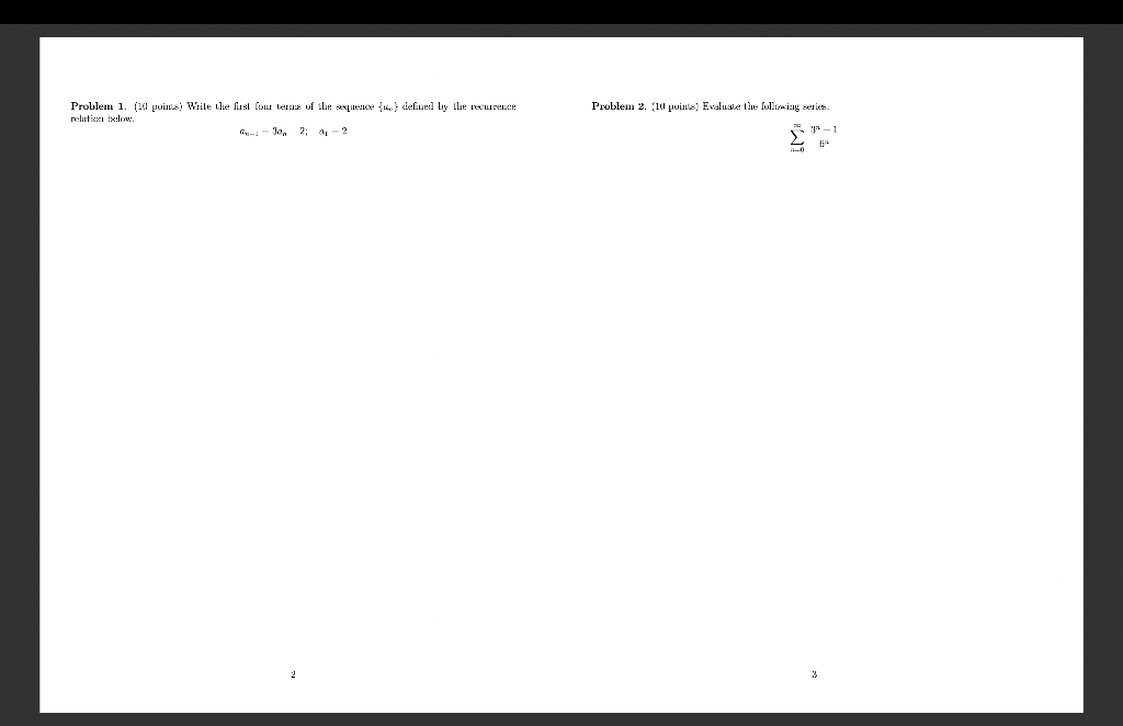 Problem 2. (10 puintis) Exaluste the followiag oeries | Chegg.com