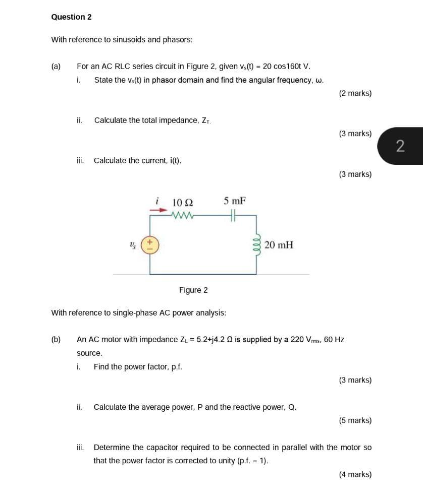 Solved Question 2 With reference to sinusoids and phasors: | Chegg.com