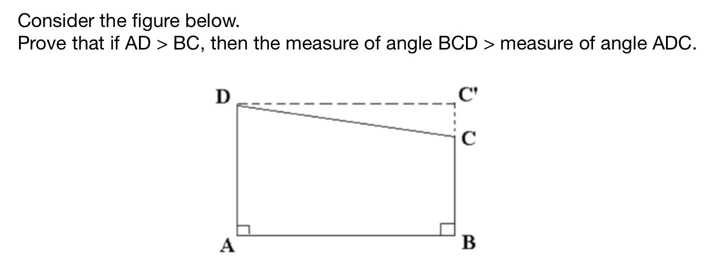 Solved Consider the figure below. Prove that if AD > BC, | Chegg.com