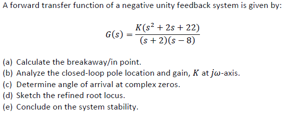 Solved A forward transfer function of a negative unity | Chegg.com
