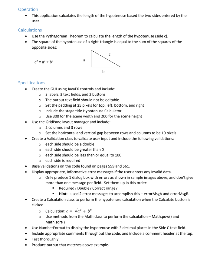 Using java Netbeans create hypotenuse calculator: | Chegg.com