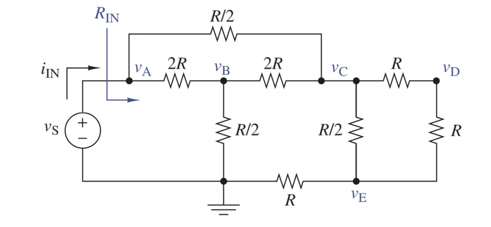 Solved RIN R/2 2R VA IIN VB R 2R M Vc VD Vs R/2 R/2 M R R VE | Chegg.com