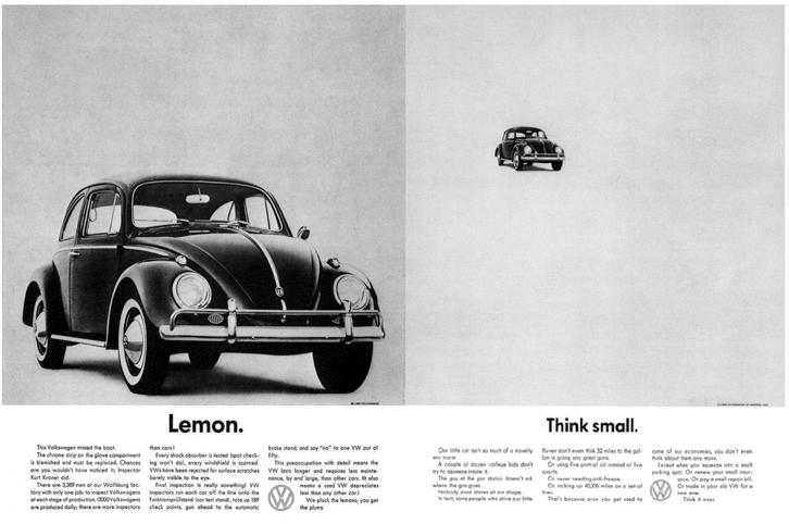 Solved Volkswagen’s “Think Small” and “Lemon” print ads from | Chegg.com