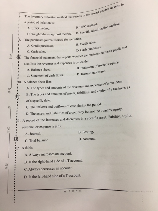 Solved ltiple Choice Q estions. (2x15 0 points) ll. Mul | Chegg.com
