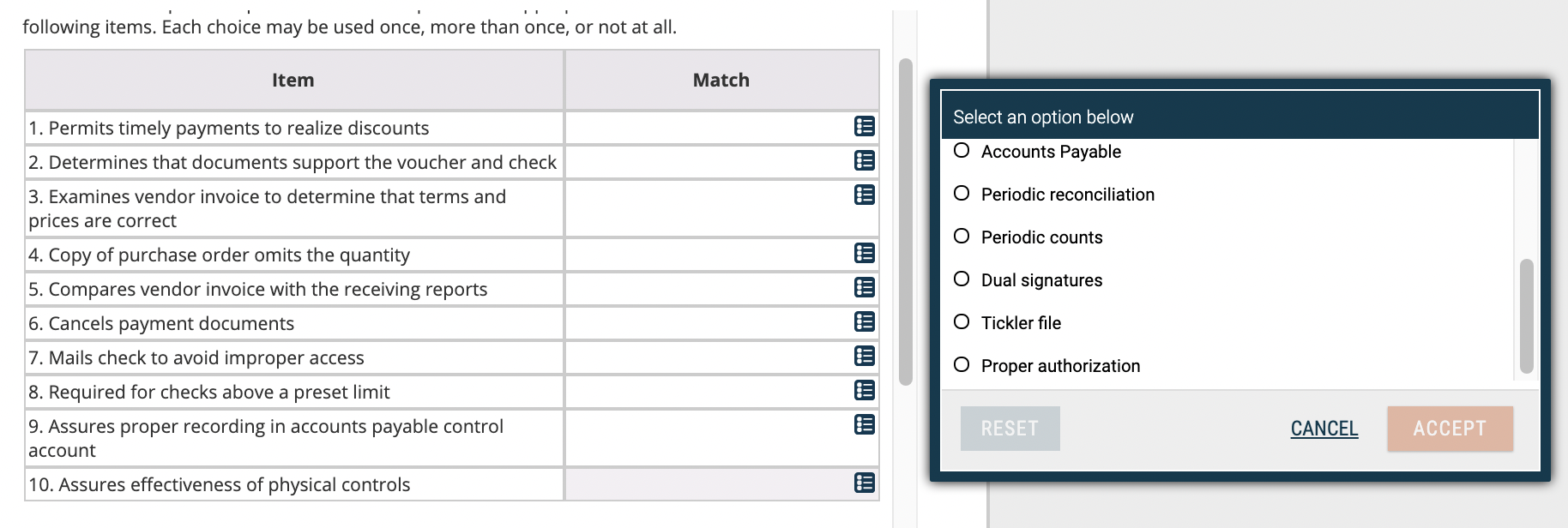 Select from the option list provided the most | Chegg.com