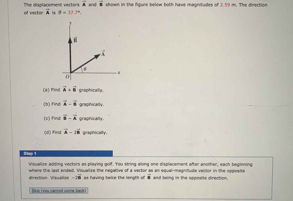 Solved The displacement vectors A and B shown in the figure | Chegg.com