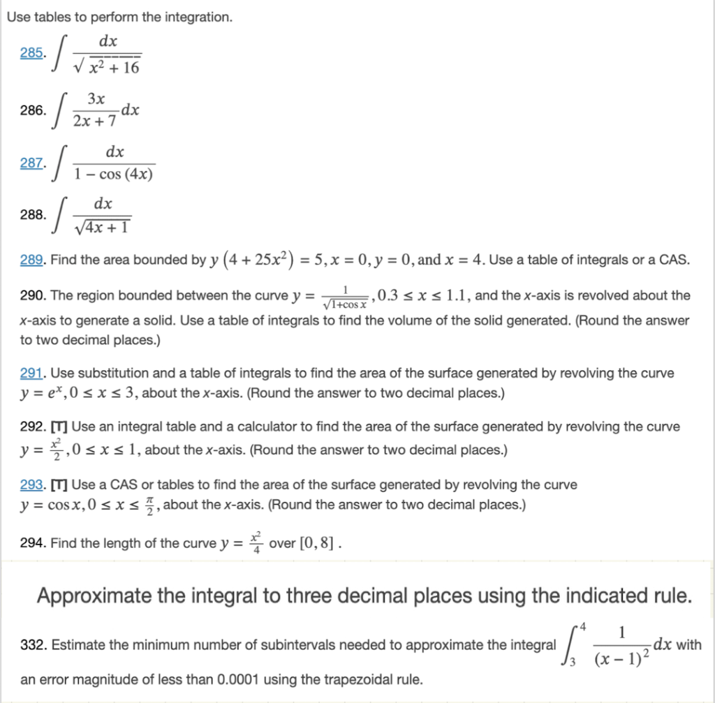 Solved Use tables to perform the integration. 285. ∫x2+16dx | Chegg.com