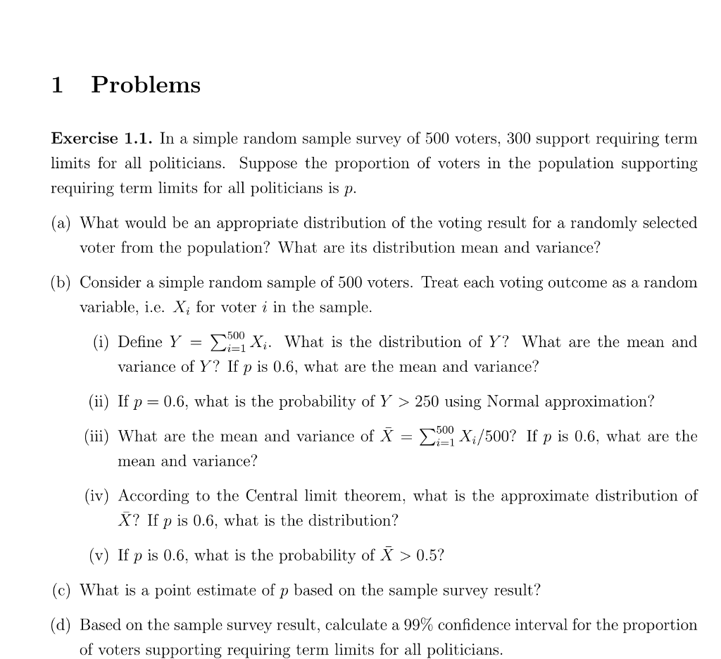 1 Problems Exercise 1.1. In a simple random sample | Chegg.com