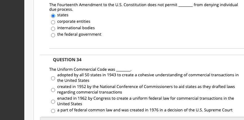 Solved from denying individual The Fourteenth Amendment to | Chegg.com