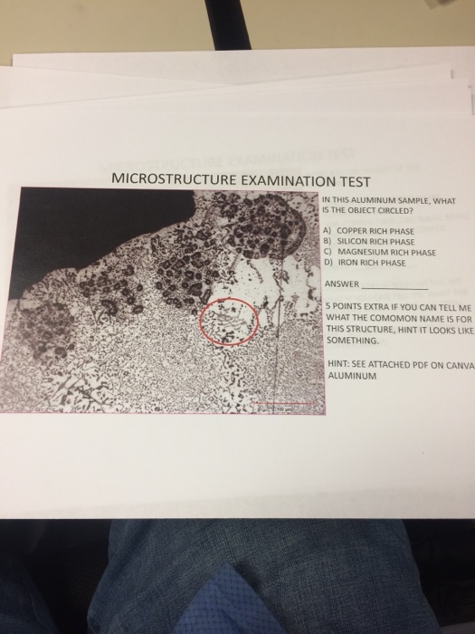 Solved MICROSTRUCTURE EXAMINATION TEST IN THIS ALUMINUM | Chegg.com