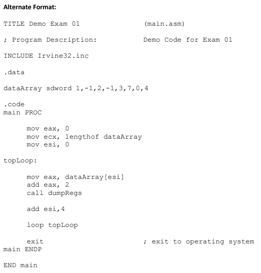 Solved What will be the value in EAX (in hex) at each dump | Chegg.com