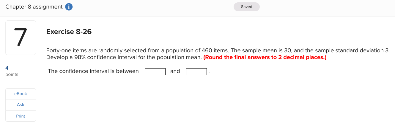 Solved Chapter 8 Assignment I Saved Exercise 8 4 A Sample Of 6375