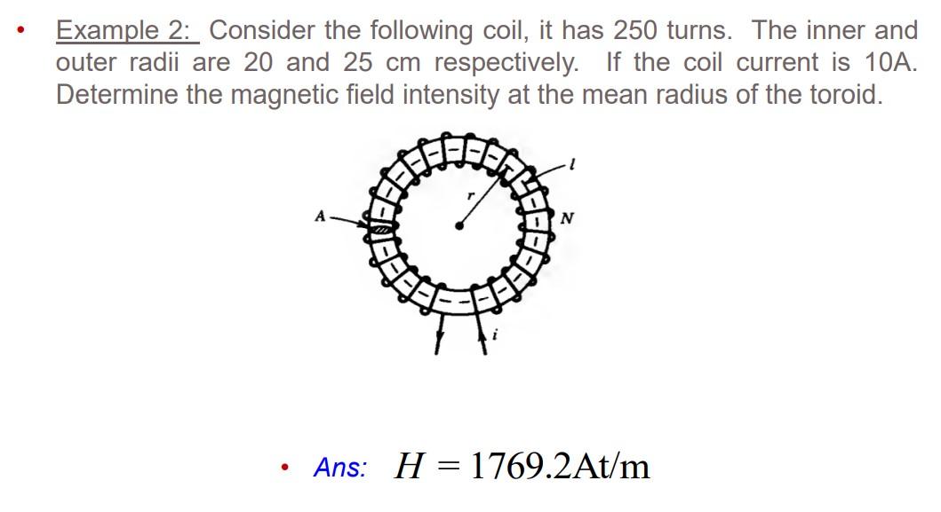 Solved Example 2: Consider the following coil, it has 250 | Chegg.com
