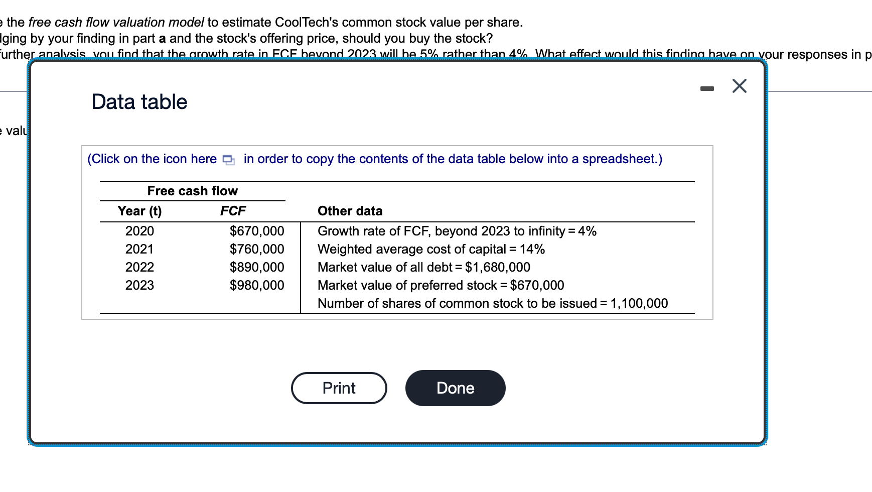 Solved Using the free cash flow valuation model to price an | Chegg.com