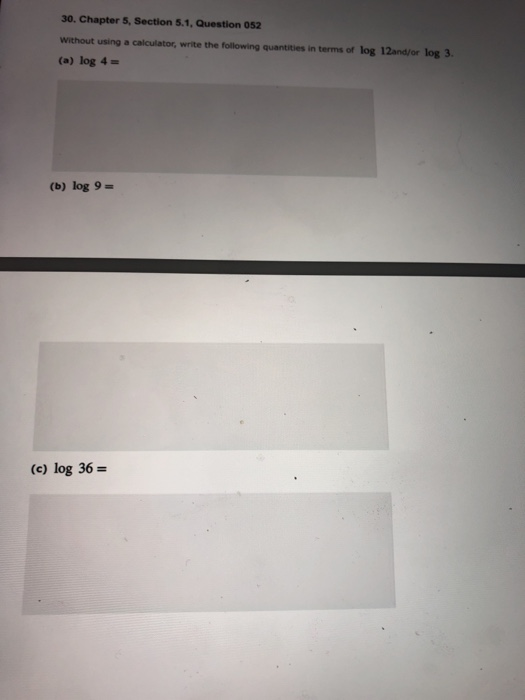 Solved 30. Chapter 5, Section 5.1, Question 052 without | Chegg.com