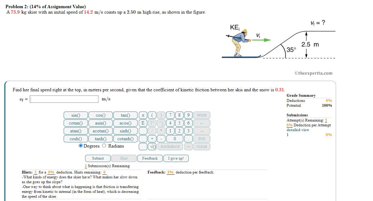 Solved Problem 2: (14\% ﻿of Assignment Value)A 73.9 ﻿kg | Chegg.com